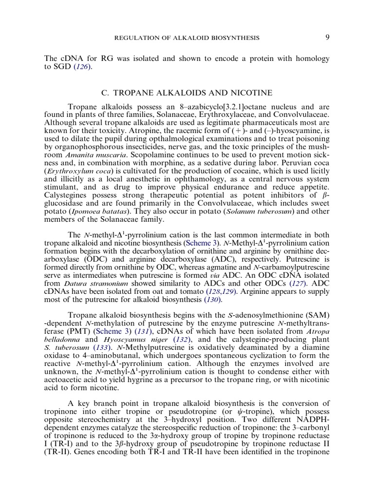 Alcaloides Del Tropano - REGULATION OF ALKALOID BIOSYNTHESIS | PDF ...