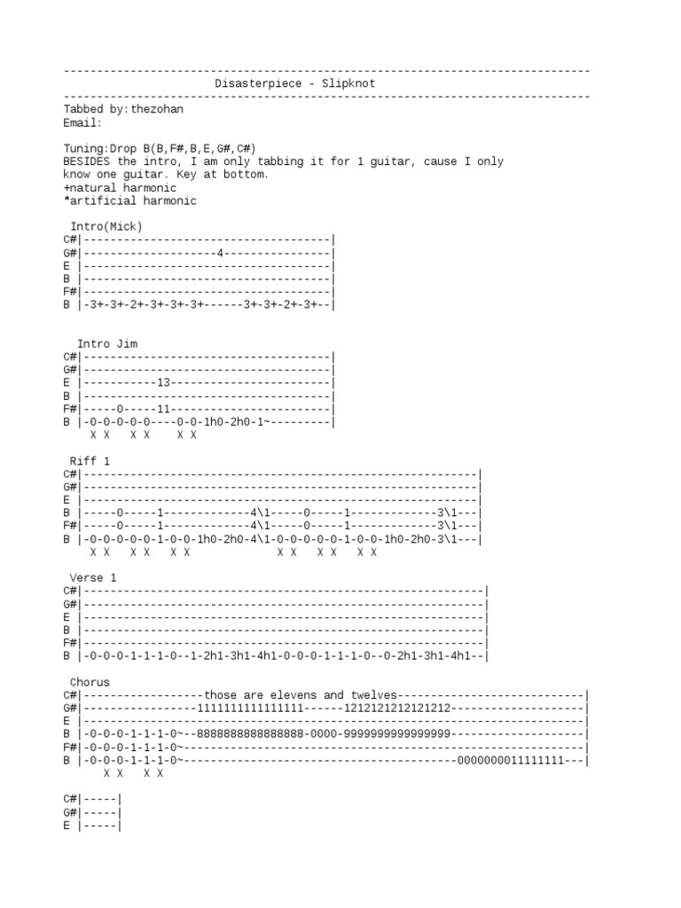Slipknot Disasterpiece Guitar Tab | PDF | Song Structure | Musical ...