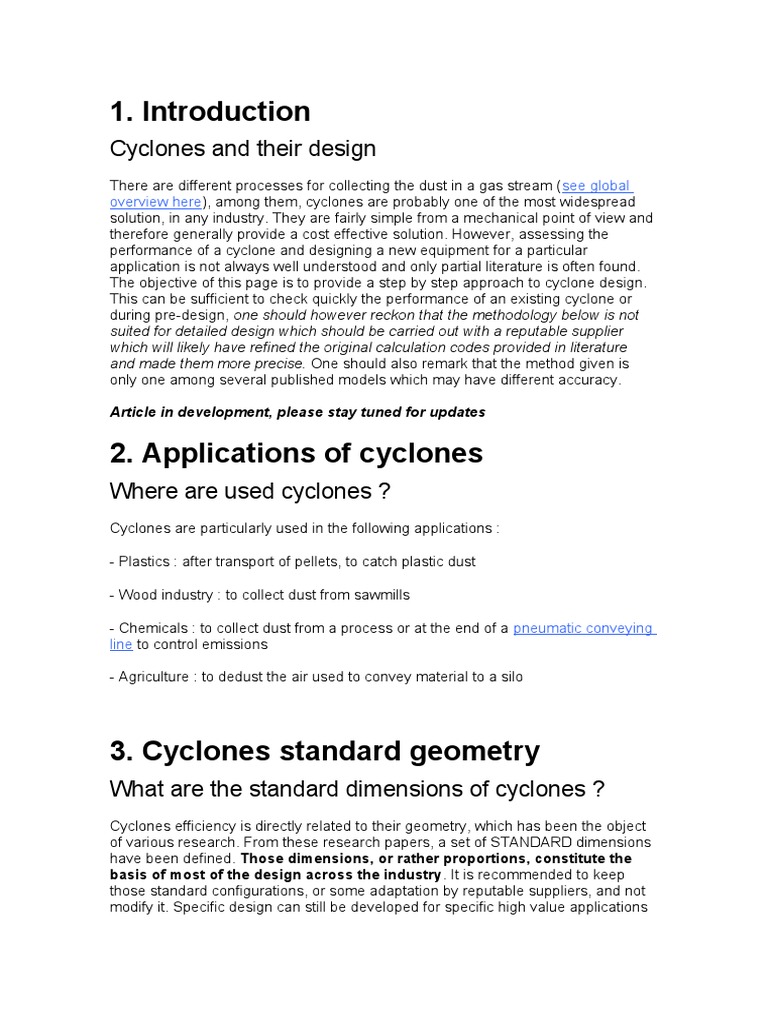 Cyclones and Their Design: See Global Overview Here | PDF | Mechanical ...