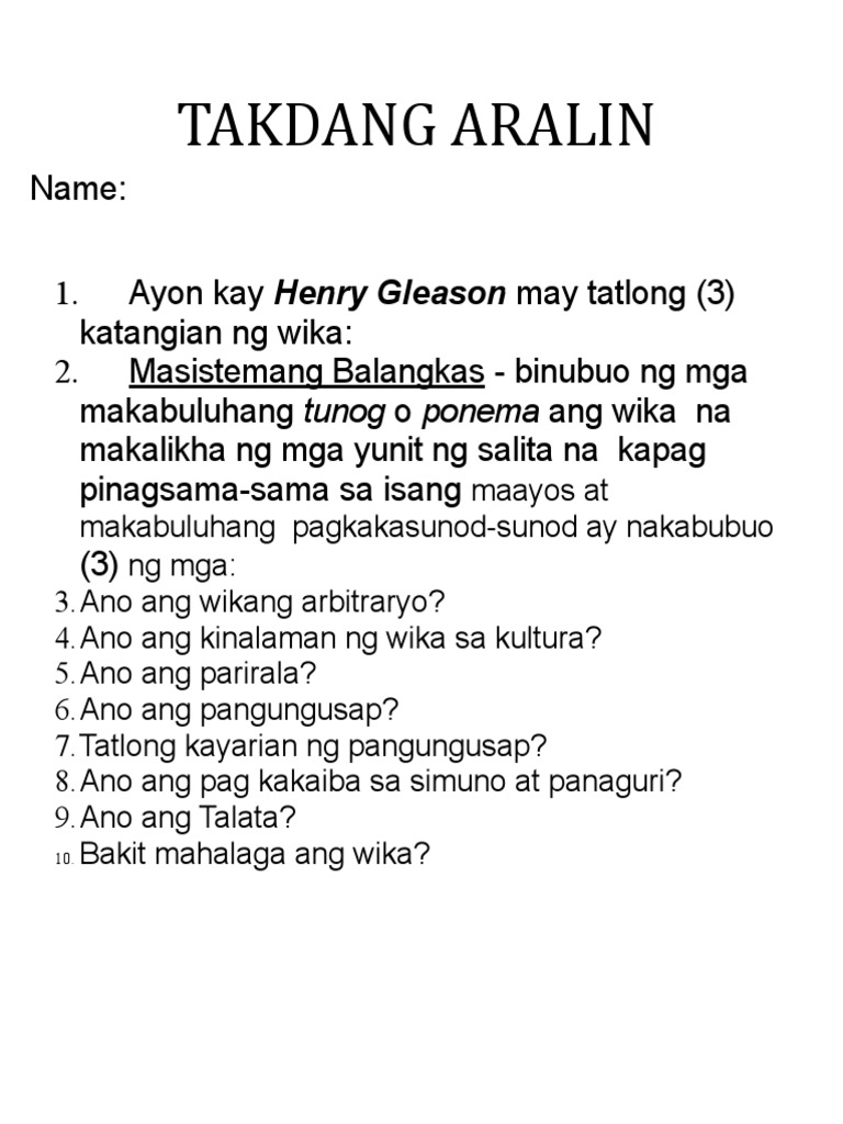 Takdang Aralin para Sa Week 1 To 3 | PDF