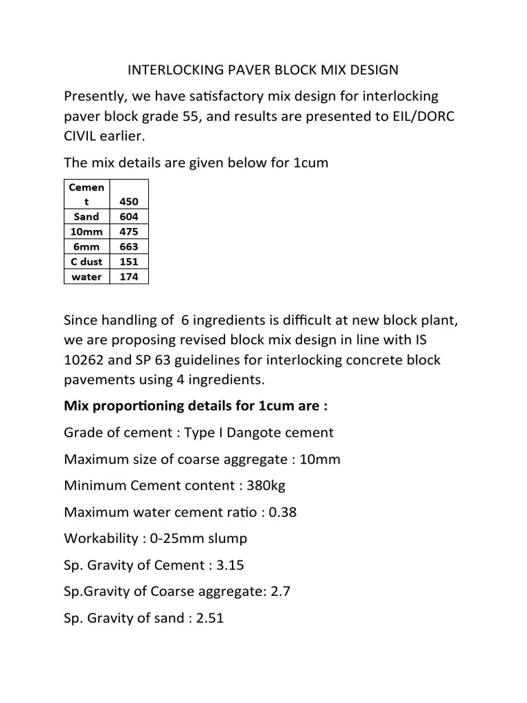 Interlocking Paver Block Mix Design-5.8.2020 | Download Free PDF ...