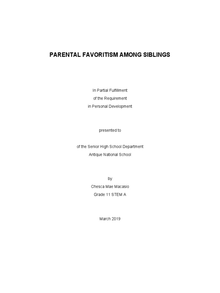 Parental Favoritism Among Siblings | PDF | Sibling | Parent