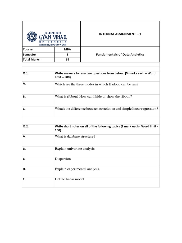 Fundamentals of Data Analytics | PDF
