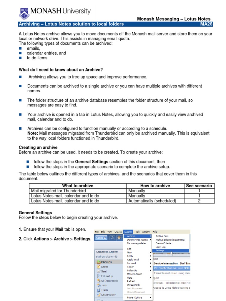 Archiving - Lotus Notes Solution To Local Folders MA26 | PDF | Ibm ...