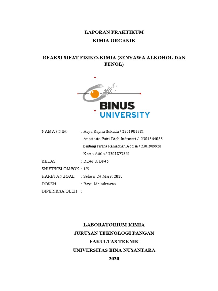 Laporan4 OrganicChemistry Kelompok5 BE46 BF46 | PDF