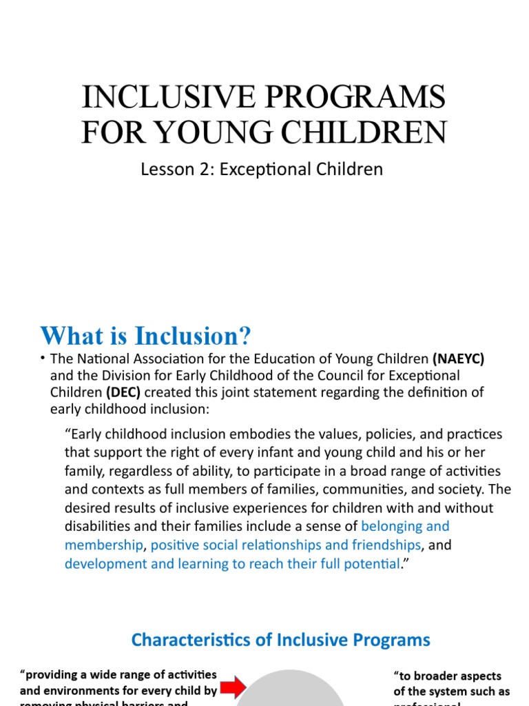 Inclusive-Program-For-Young-Children | PDF | Inclusion (Education ...