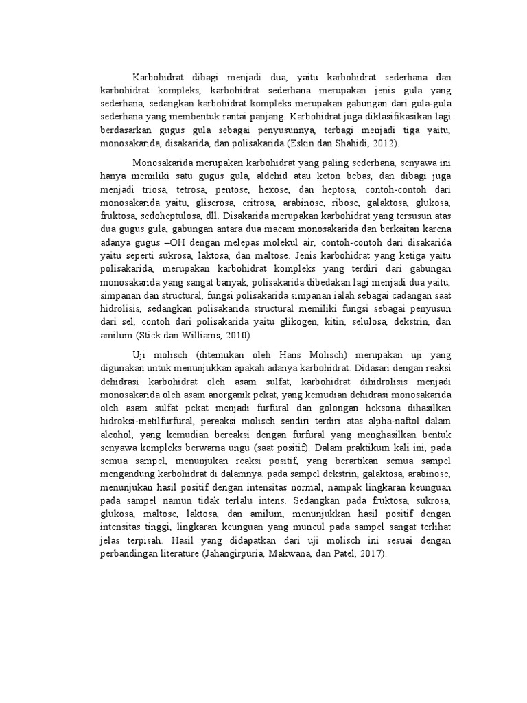 KLASIFIKASI DAN IDENTIFIKASI KARBOHIDRAT MELALUI UJI MOLISCH | PDF