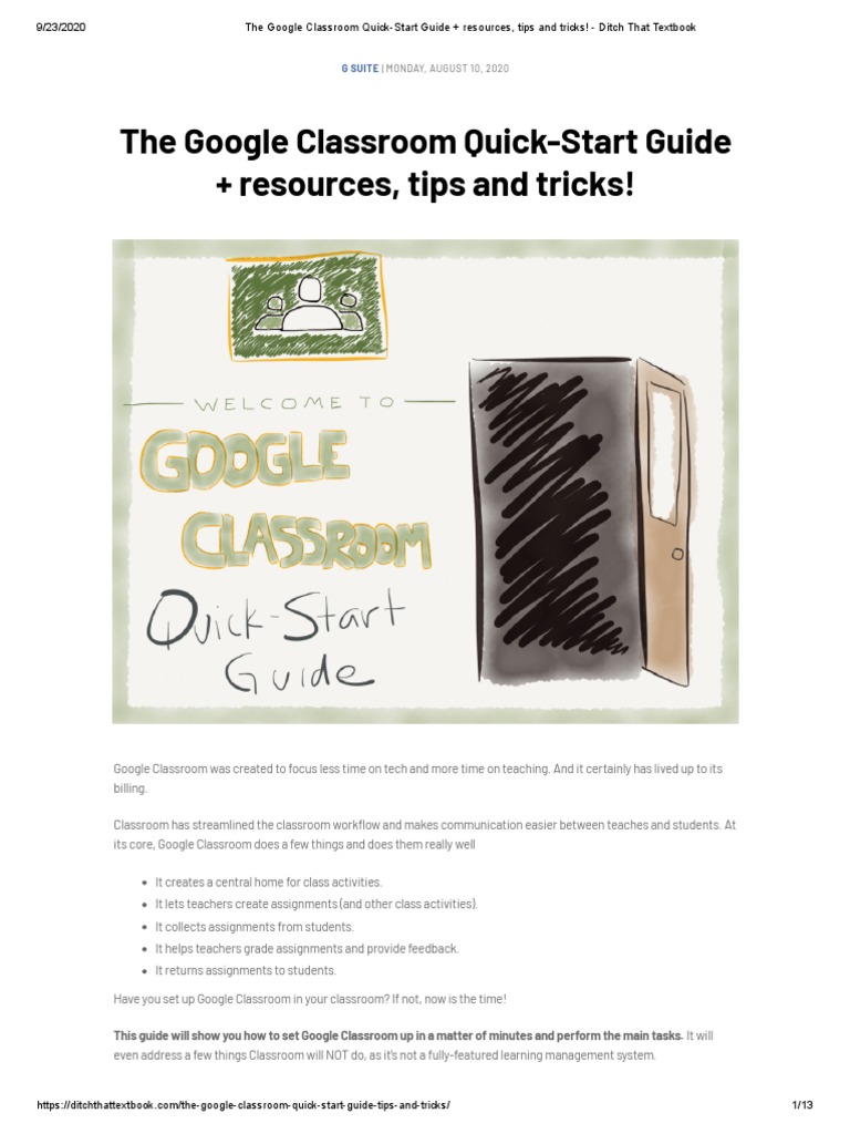 The Google Classroom Quick-Start Guide + Resources, Tips and Tricks ...
