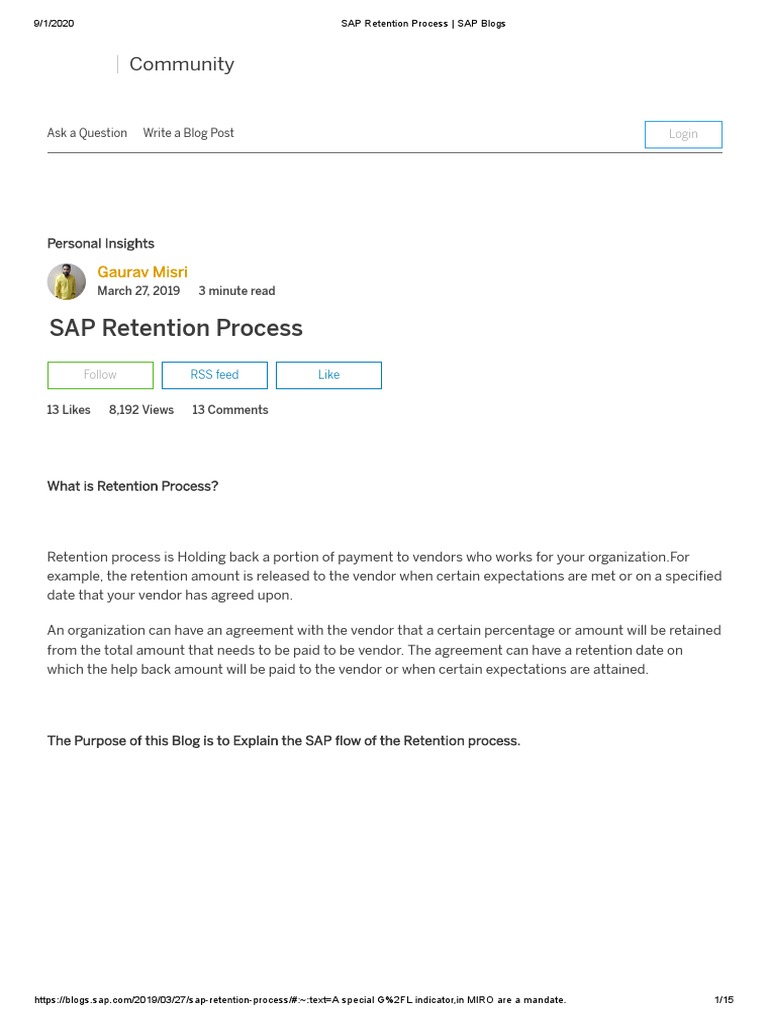 SAP Retention Process - SAP Blogs PDF | PDF | Business