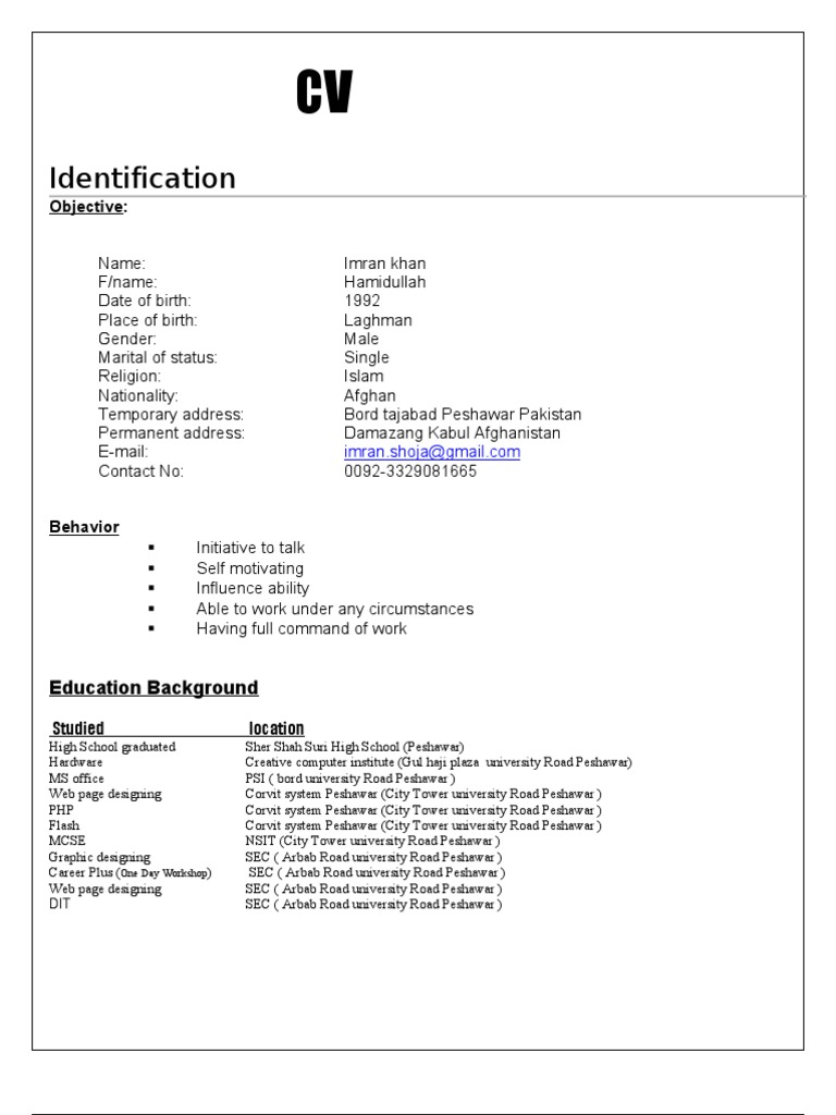 Imran Khan CV 2 | PDF | Peshawar | Software