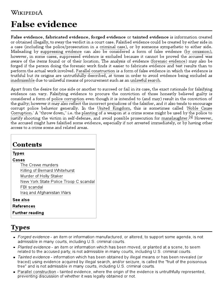 False Evidence - Wikipedia | PDF | Crime & Violence | Crime Thriller