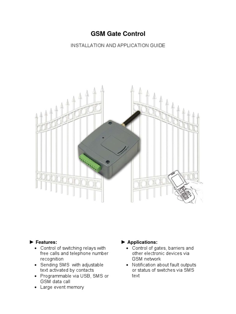 GSM Gate Control: Features: Applications | PDF | Gsm | Subscriber ...