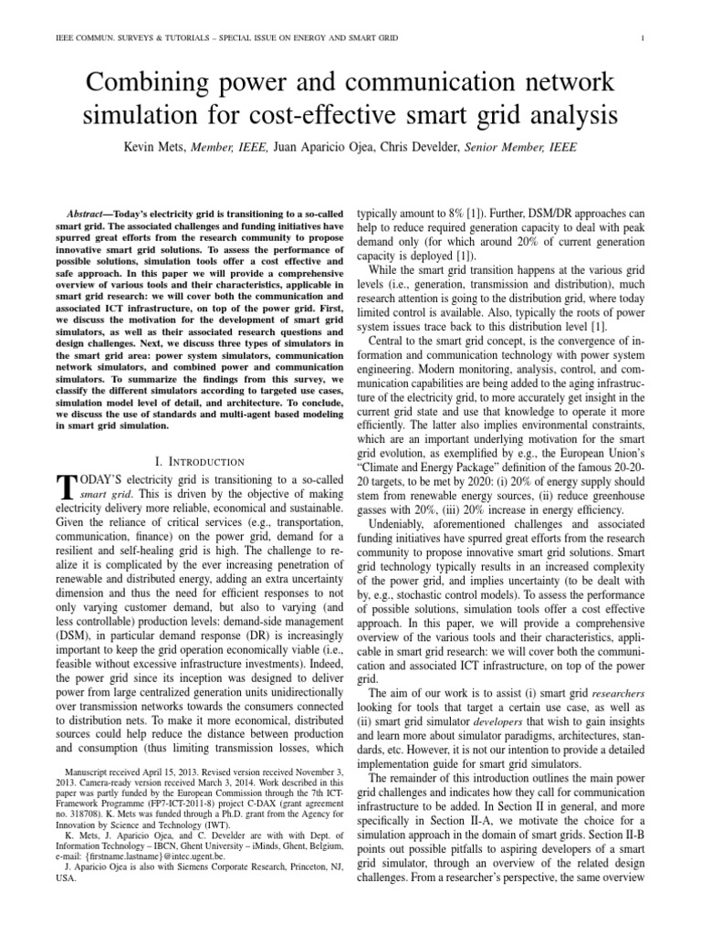 Simulation Tools for Smart Grid Research: An Overview of Power System ...