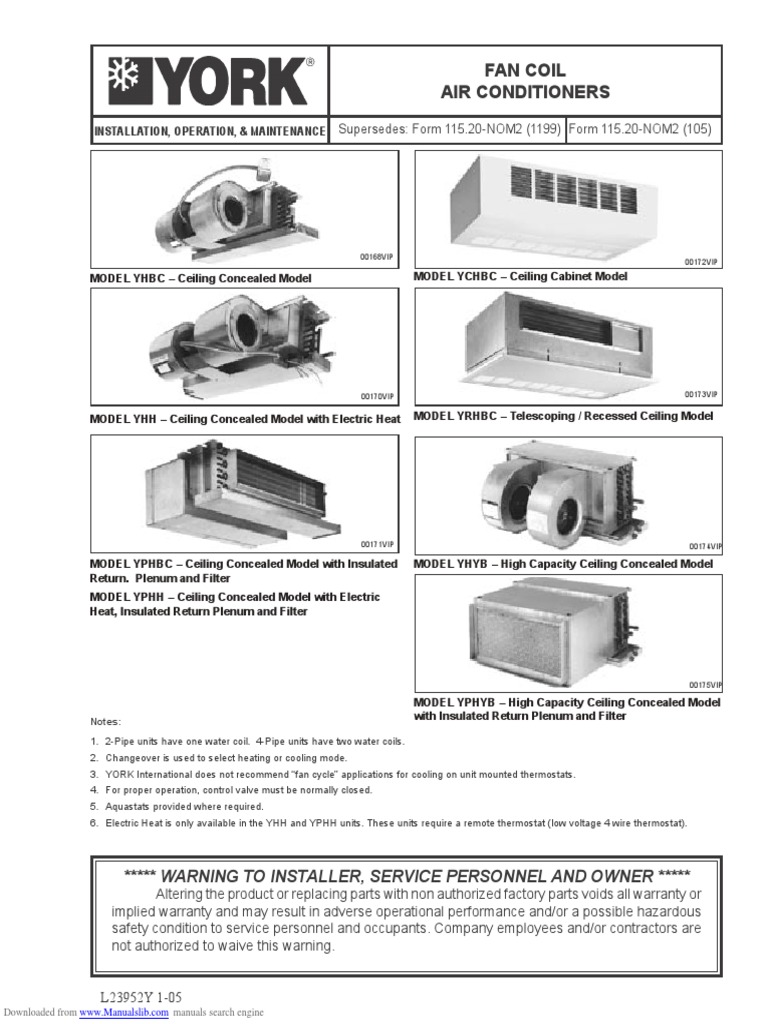 Fan Coil Air Conditioners: Installation, Operation, & Maintenance | PDF ...