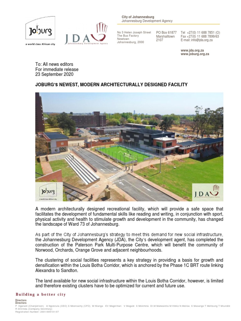 Joburg 'S Newest, Modern Architecturally Designed Facility ...