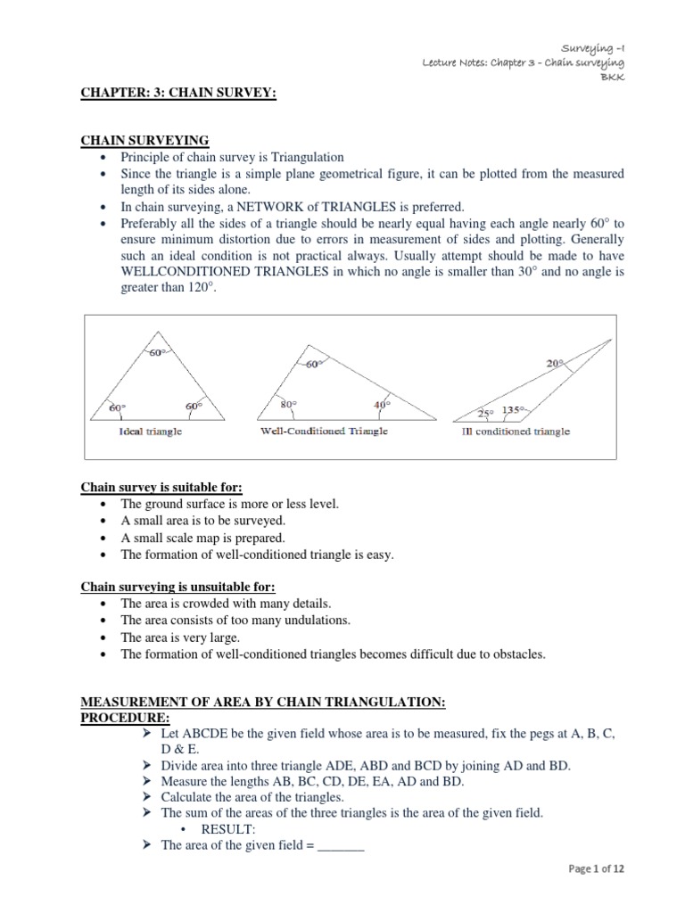 Chapter 3 - Chain Survey PDF | Download Free PDF | Surveying | Triangle