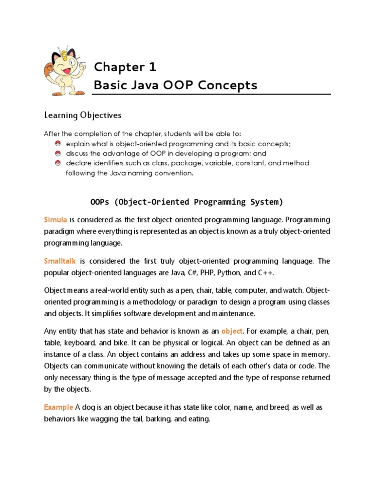 Chapter 1 Pdf Pdf Object Oriented Programming Method Computer