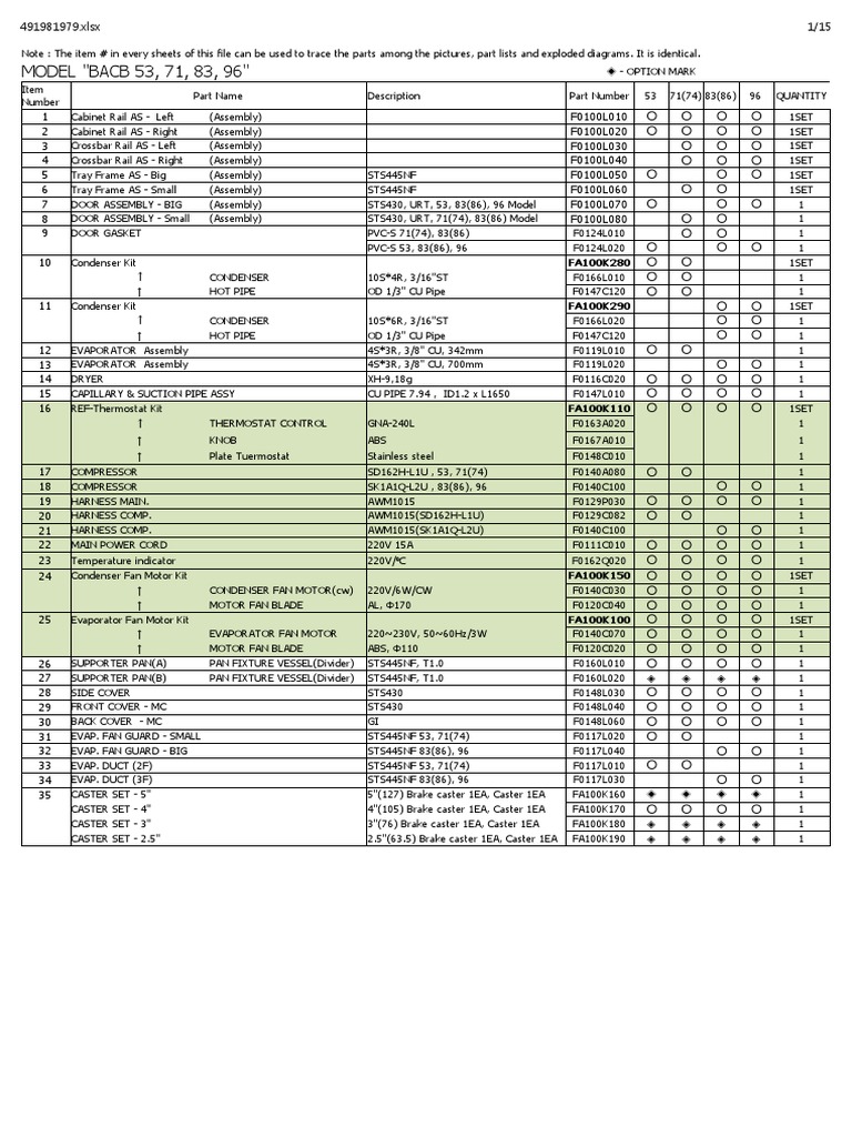 PART LIST - CHEF BASE - LCB 220V, 50hz 180921 | PDF | Car Body Styles ...