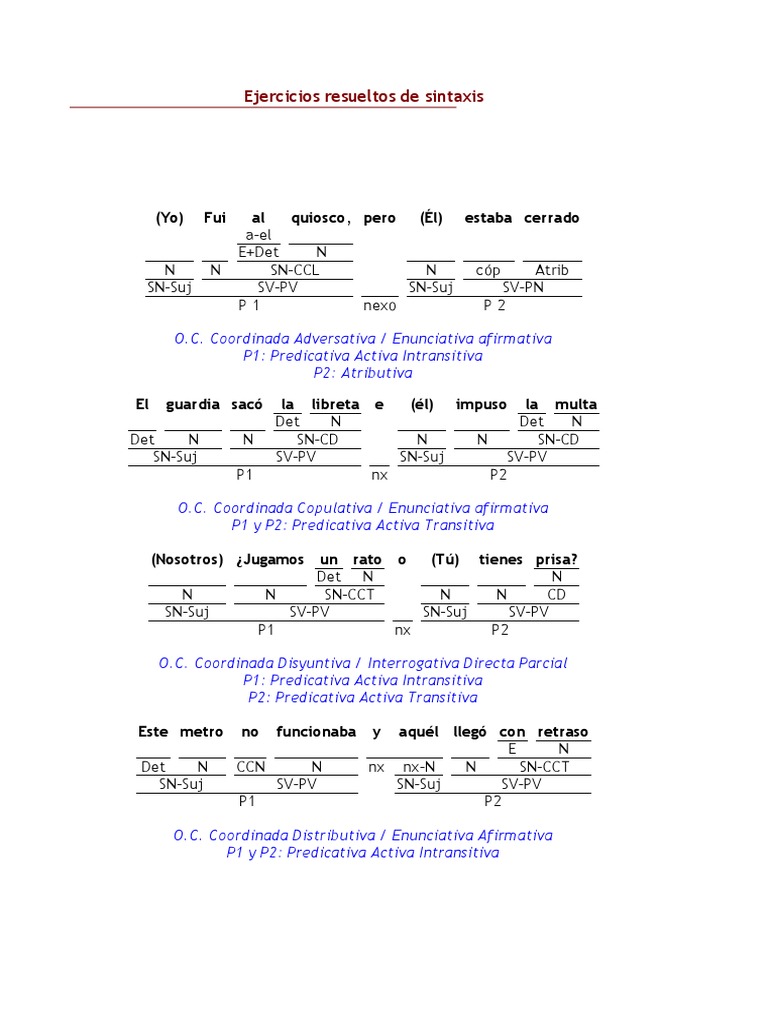 Coordinadas Resueltas | PDF | Sintaxis | Gramática
