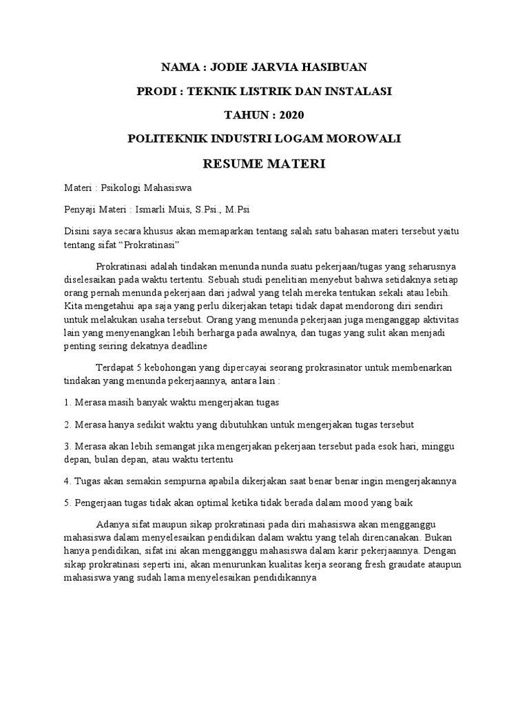 Contoh Resume Materi | PDF