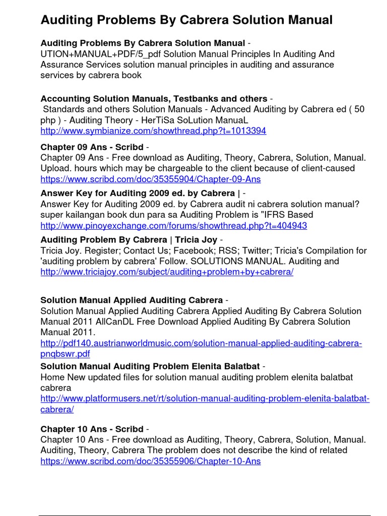 Dokumen - Tips - Auditing Problems by Cabrera Solution Key For Auditing ...