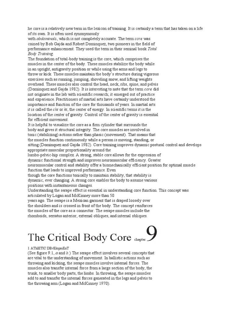 The Critical Body Core | PDF | Dance Science | Musculoskeletal System