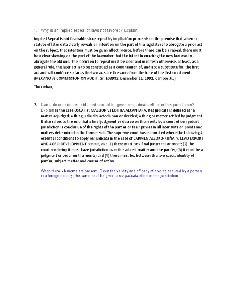 Implied Repeal Not Favored Due to Lack of Clear Legislative Intent | PDF