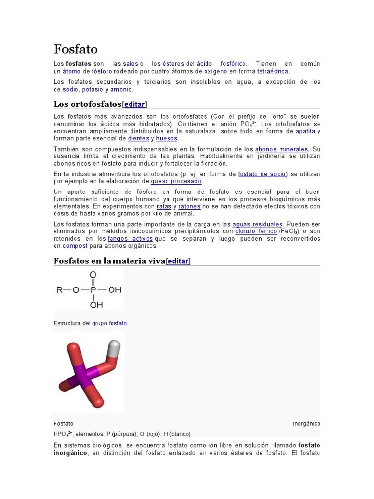 Fosfato | PDF | Fosfato | Sustancias químicas