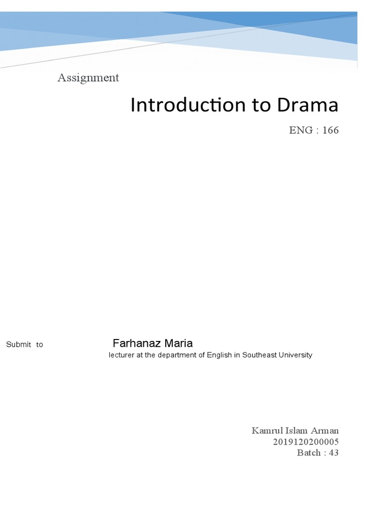 Introduction To Drama: Assignment | PDF