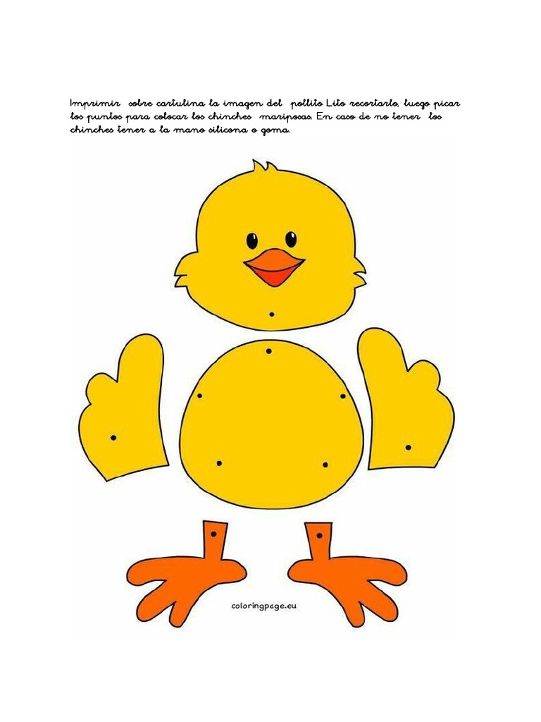 Manualidad: Pollito Lito Recortable | PDF