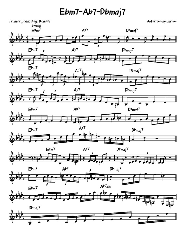 Patterns Jazz Kenny Barron - Ebm7-Ab7-Dbmaj7 | PDF | Jazz