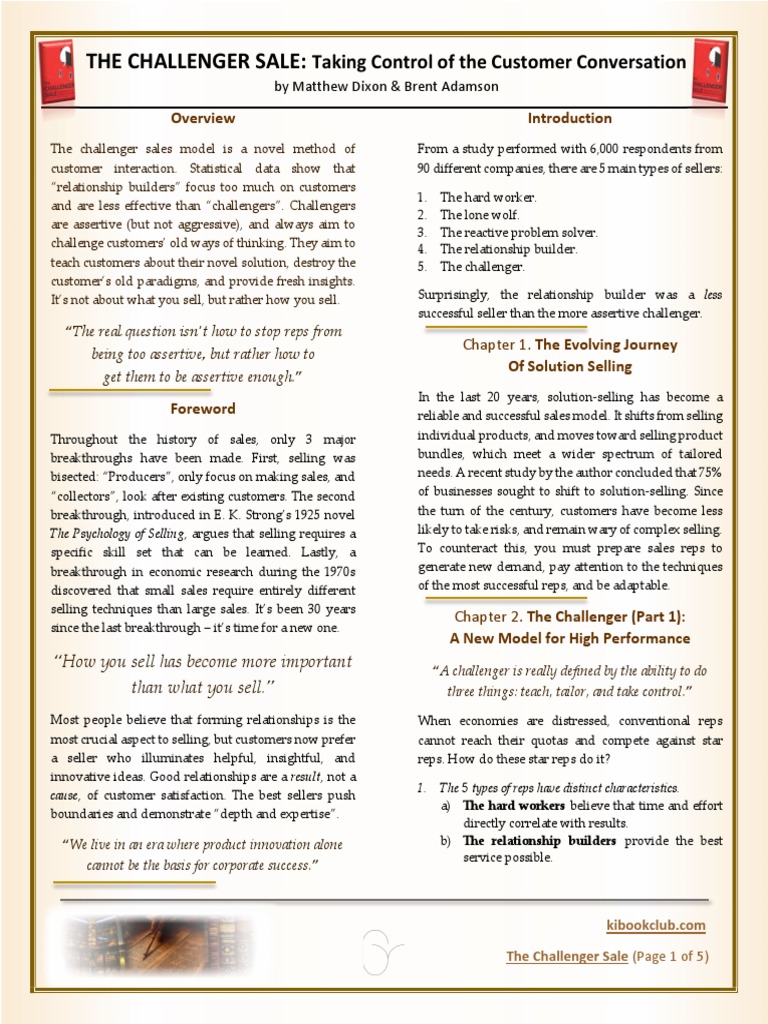 The Challenger Sales Model: How Assertive "Challenger | PDF | Sales ...