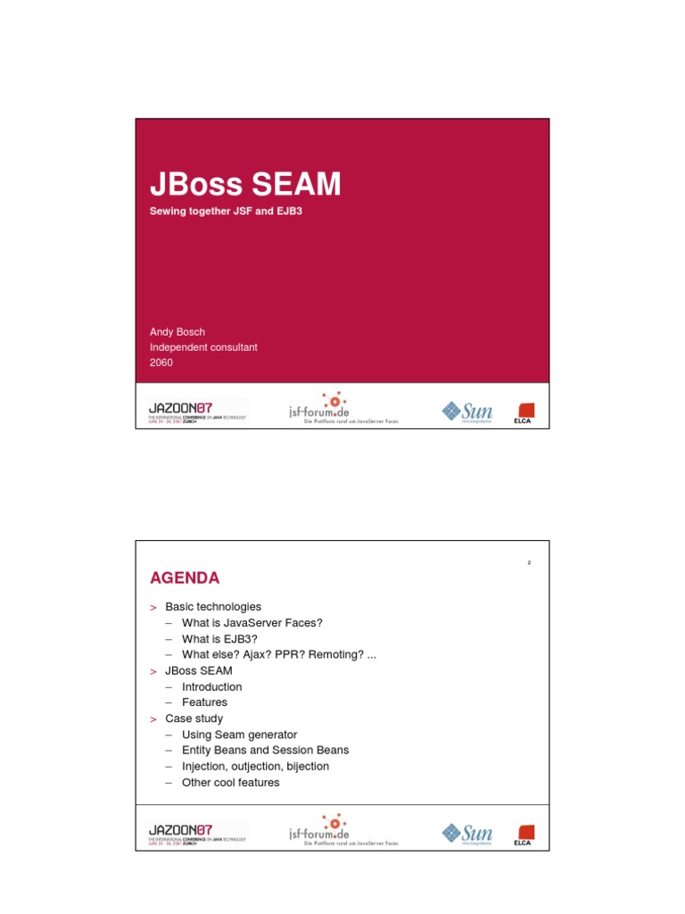 Jboss Seam: Agenda | PDF | Java Server Faces | Enterprise Java Beans