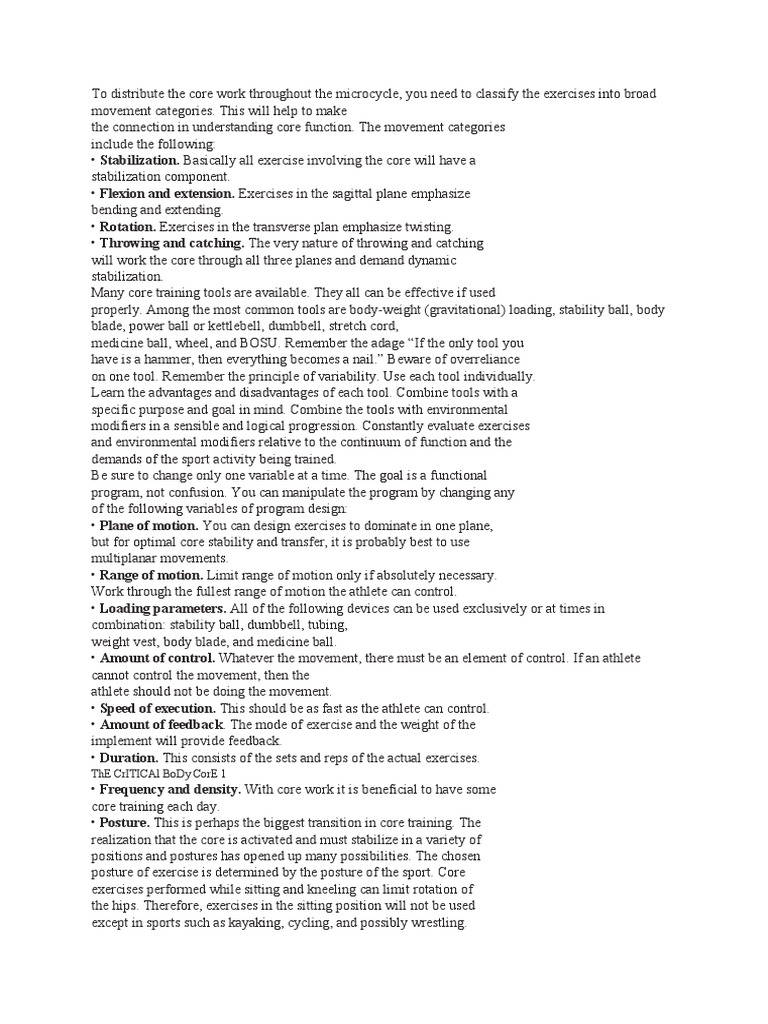 The Critical Body Core | PDF | Kettlebell | Tools