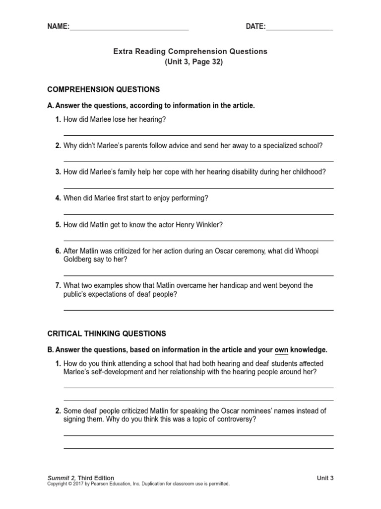 Extra Reading Comprehension - Unit 3 - File2 | PDF