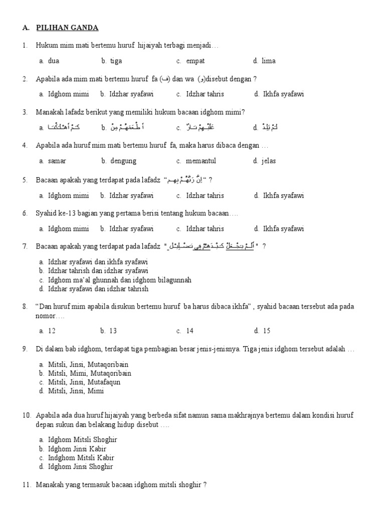 Contoh Soal Tajwid | PDF