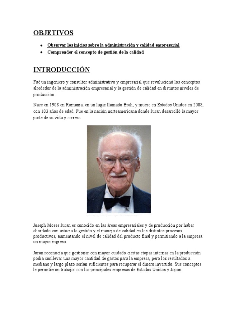 Biografía de Joseph M. Juran | PDF | Economias | Science