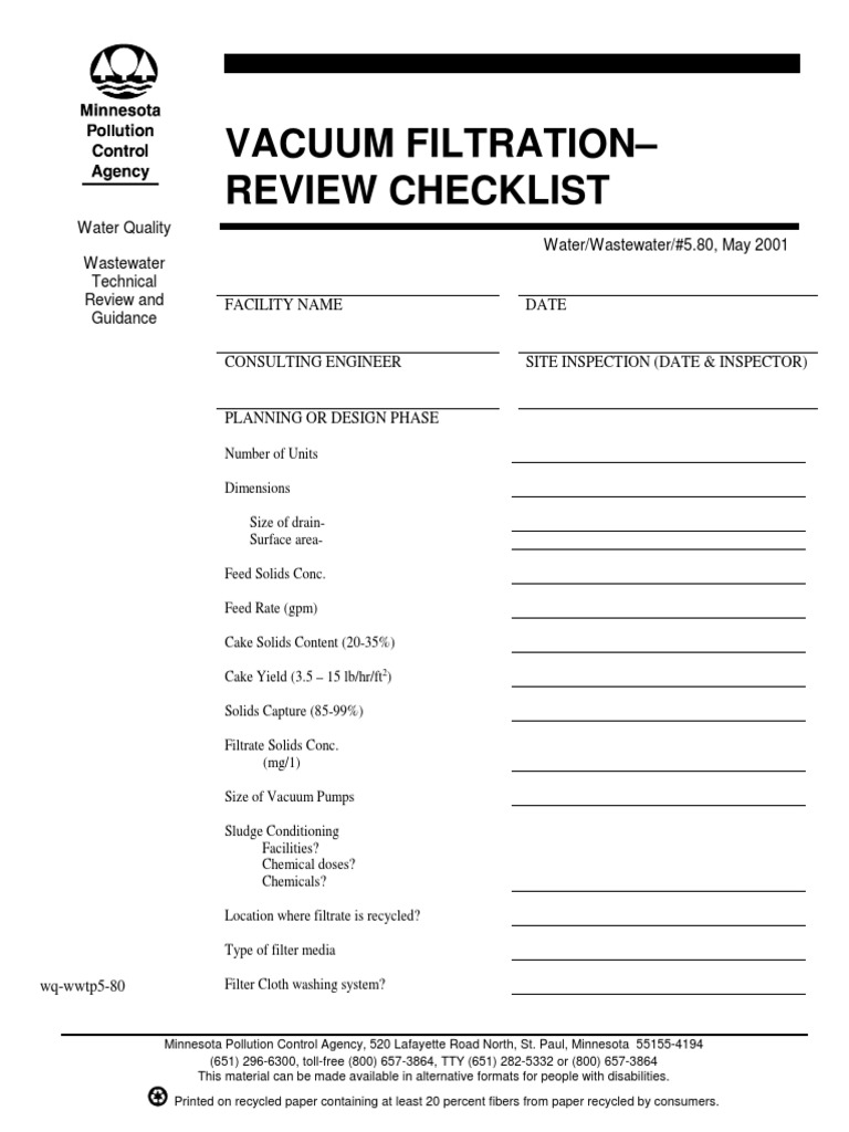 Vacuum Filtration - Review Checklist | PDF