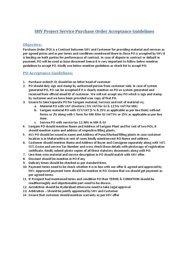 Purchase Order Checklist | PDF | Value Added Tax | Common Law