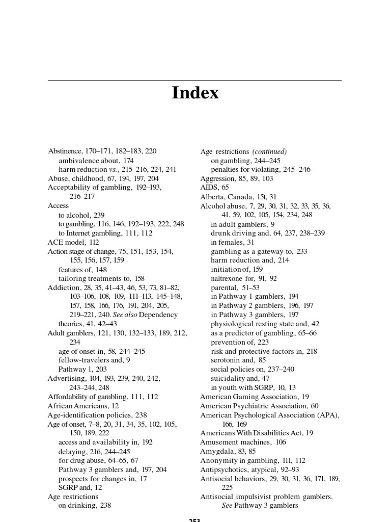 Index: See Pathway 3 Gamblers | PDF | Problem Gambling | Substance Abuse