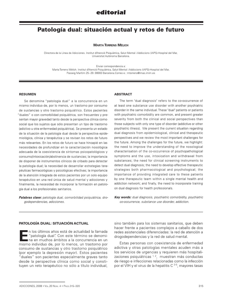 Patologia Dual PDF | PDF | Trastorno mental | La dependencia de sustancias