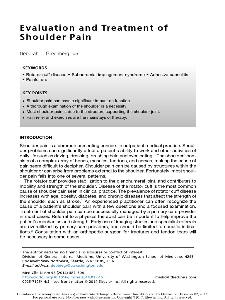Article Diag Diff PDF | PDF | Shoulder | Anatomical Terms Of Motion