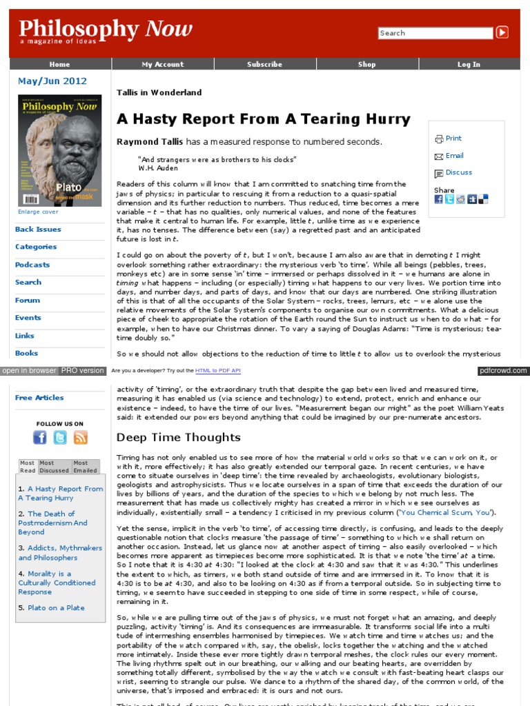 A Hasty Report From A Tearin | PDF