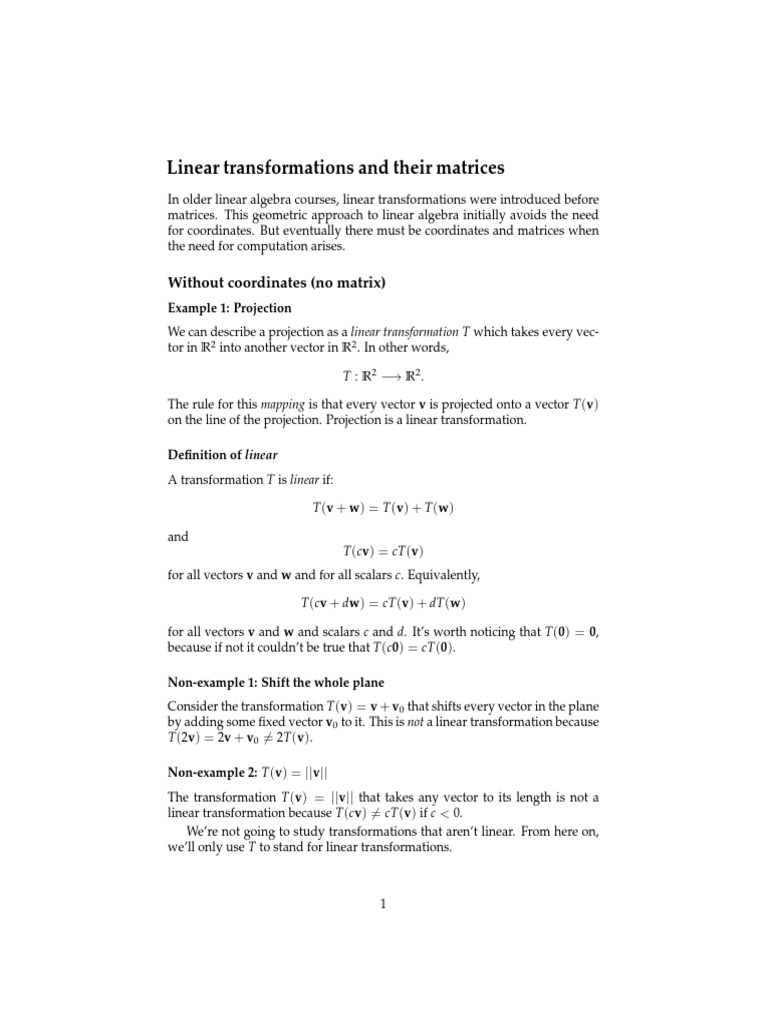 Linear Transformations and Their Matrices: Without Coordinates (No ...