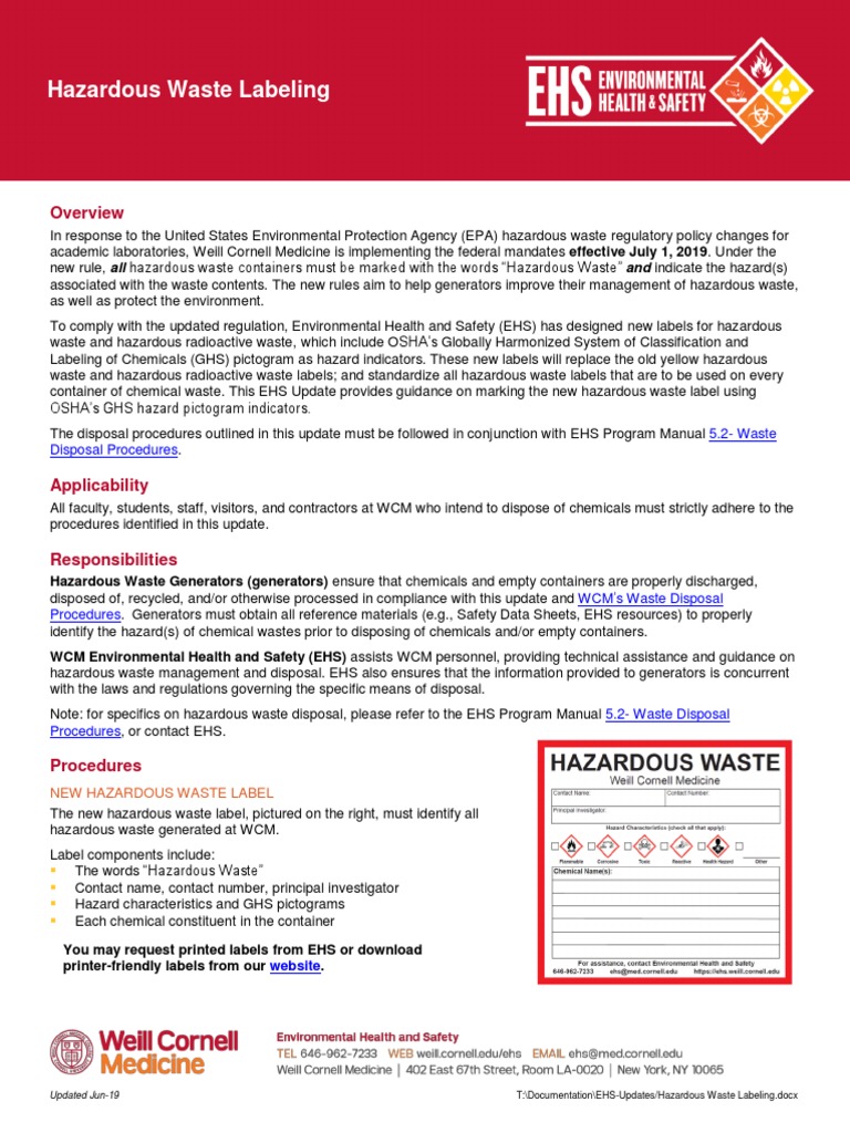 Hazardous Waste Labeling 0 PDF | PDF | Occupational Safety And Health ...