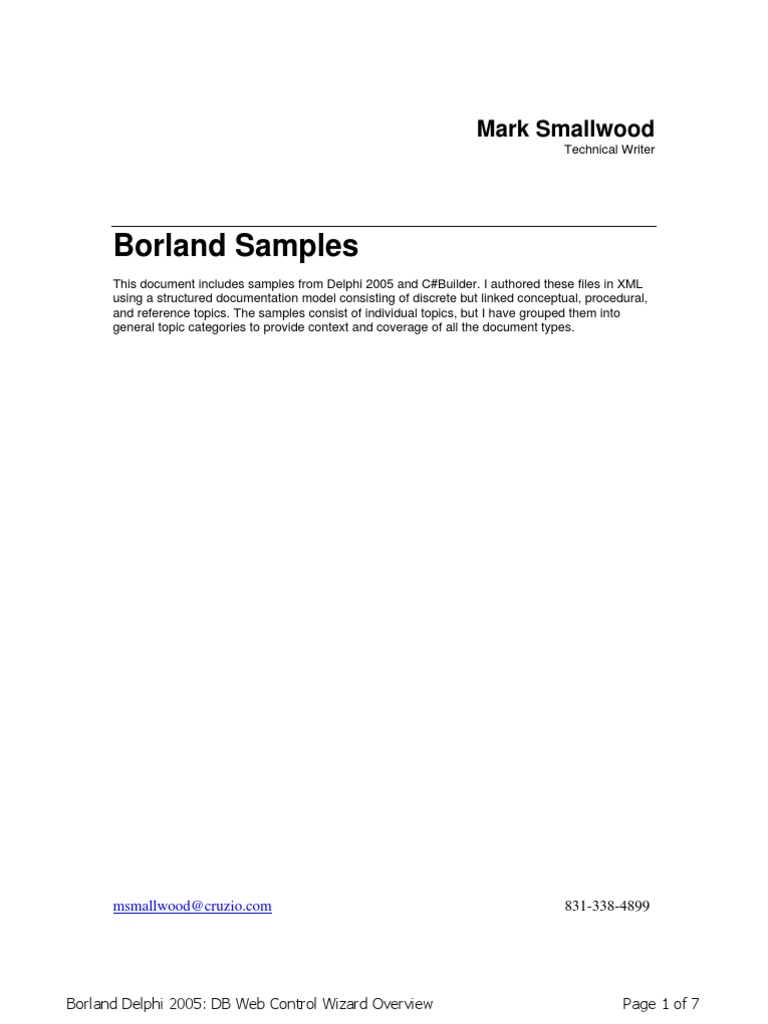 Borland Samples: Mark Smallwood | PDF | Method (Computer Programming) | Databases