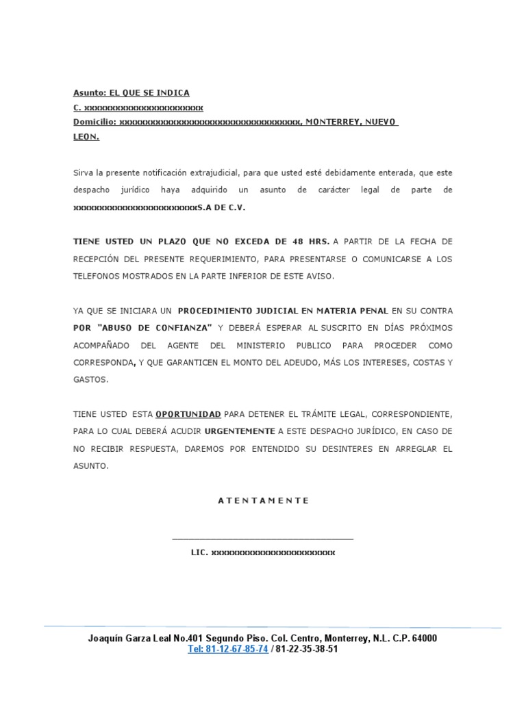 Carta de Cobranza | PDF