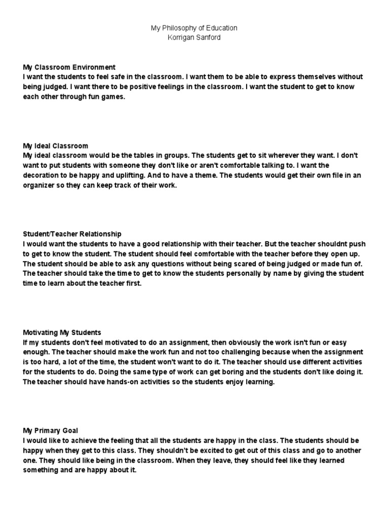 Philosophy of Education Template | PDF