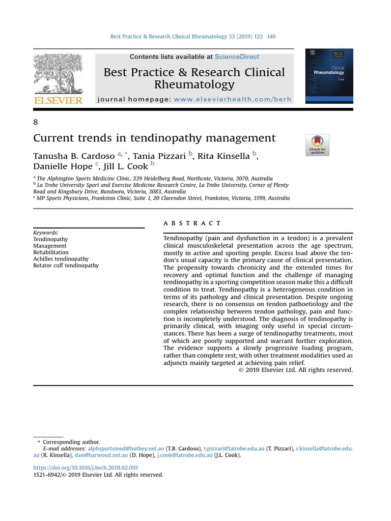 Current Trends in Tendinopathy Management | PDF | Tendon | Nonsteroidal ...