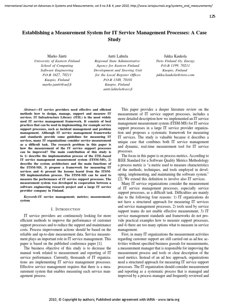 ITSM Measurement PDF | PDF | It Service Management | Itil